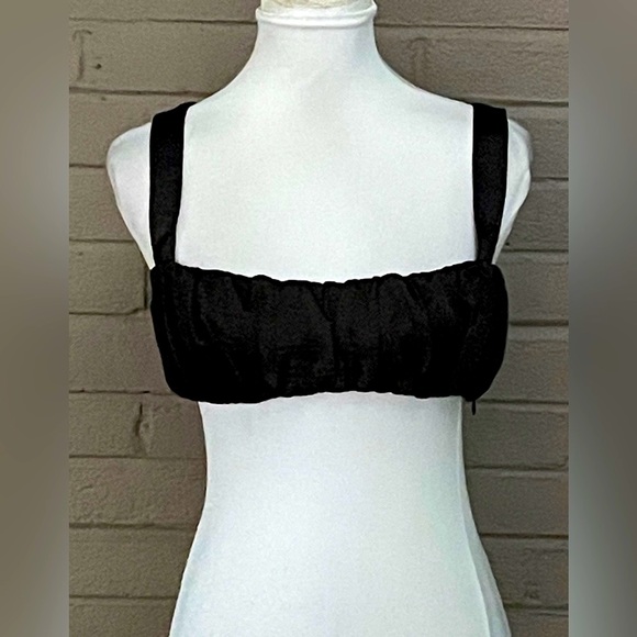 Princess Polly | Tops | Princess Polly Nwt Black Ruched Bra Crop Top 2 ...